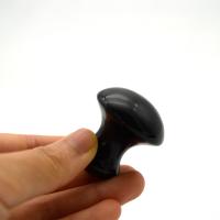 China 2024 Natural Black Obsidian Mushroom Guasha Beauty Massage Gua Sha Stone For Face Body Mode No ABK-59 for sale