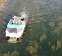 China USV TITAN Aquatic Plant Harvester Boat Unmanned Water Grass Mowing 8hrs for sale