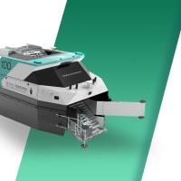 China Gas Powered Remote Control Water Grass Harvester Boat Watercraft With Unmanned System 100kg Load for sale