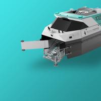 China Autonomous Small Lake Water Grass Harvester Water Cleaning Boat 480W With 2 Thrusters for sale