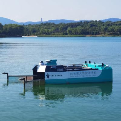 China Aluminum Alloy River Cleaning Boat Driverless 1.4m/S Working Speed for sale