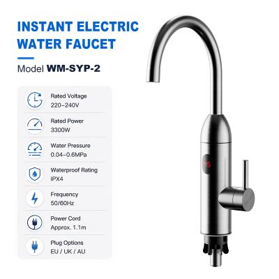 China 3.3KW 304 Stainless Steel Electric Heating Tap with Overheat Protection for Instant Hot Water for sale