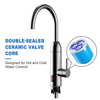 China 220V 3.3KW Instant Water Heater Tap with LED Digital Temperature Display and 304 Stainless Steel Housing for sale