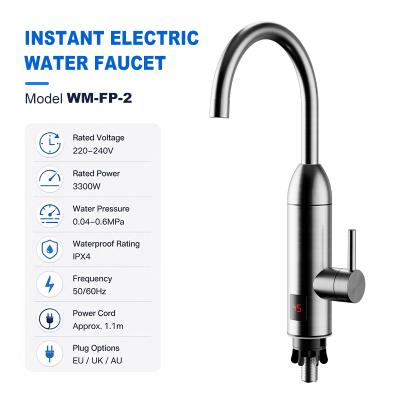 China 3s Fast Heating 3300W Electric Water Tap with 304 Stainless Steel Instant Water Heater Faucet for sale