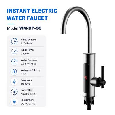 China 3300W 304 Stainless Steel Instant Electric Heating Faucet for Kitchen with LED Display for sale