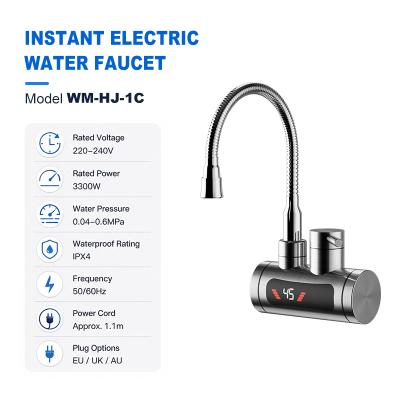 China 304 Stainless Steel 3300W Instantaneous Electric Water Heater Tap with LED Digital Display for sale