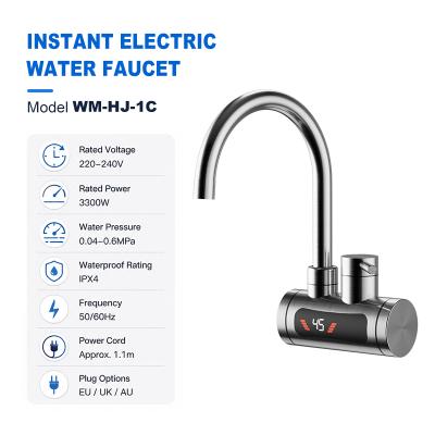 China 3.3KW 304 Stainless Steel Instant Electric Heating Faucet with 3s Fast Heating for Kitchen and Bathroom for sale