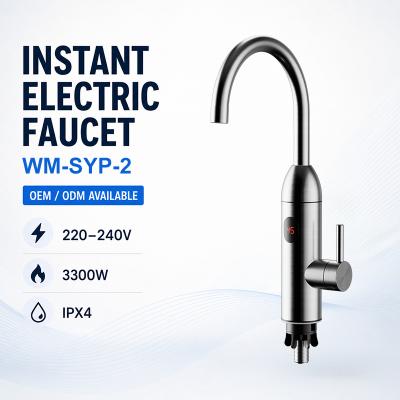 China 3300W 3.3KW Power 304 Stainless Steel Instant Electric Heating Faucet with 3s Fast Heating for Kitchen and Bathroom for sale