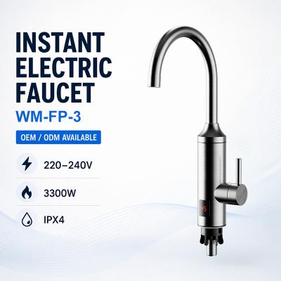 China 3.3KW 304 Stainless Steel Instant Electric Water Heater Faucet with 3s Fast Heating for sale