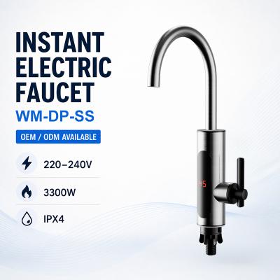 China EU Plug 3300W 304 Stainless Steel Electric Heating Tap with 3s Fast Heating for Kitchen for sale