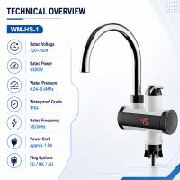 China 3300W 304 Stainless Steel Electric Heating Tap with 3-5 Seconds Fast Heating for Bathroom Hot Water Supply for sale