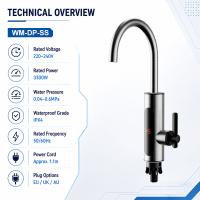 China Fast Heating 304 Stainless Steel 3300W Electric Heating Tap with 360° Free Rotation for sale