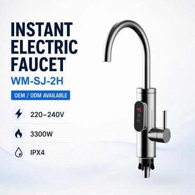 China Stainless Steel 3300W EU Plug Electric Hot Water Tap with 3s Fast Heating for Kitchen for sale