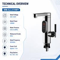 China 304 Stainless Steel 3300W Electric Heating Tap with 360° Free Rotation and LED Digital Temperature Display for sale