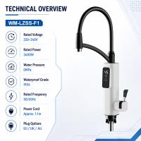 China 3400W 3s Fast Heating Electric Heating Faucet with LED Temperature Display and 360° Rotatable Outlet for sale
