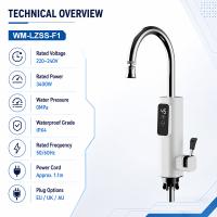 China 3s Fast Heating Electric Heating Tap with LED Digital Display and 360° Rotatable Outlet for Hot and Cold Water for sale