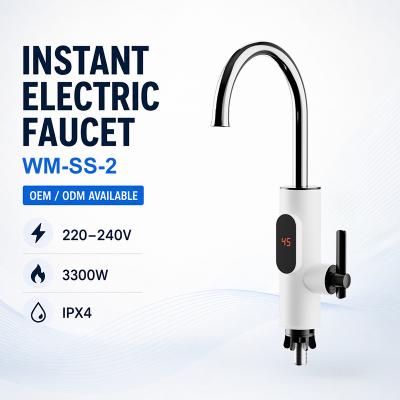 China 3300W 3s Fast Heating Electric Heating Faucet with LED Temperature Display for Kitchen for sale
