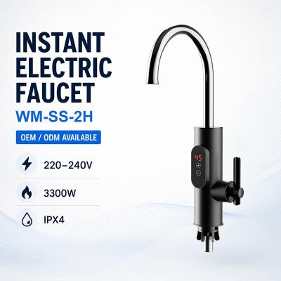 China ABS instant water heater, heats water in 3 seconds, features a digital temperature display, and is a kitchen electric faucet for sale