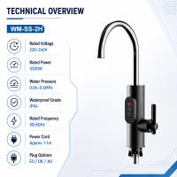 China ABS instant water heater, heats water in 3 seconds, features a digital temperature display, and is a kitchen electric faucet for sale