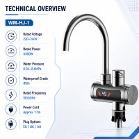 China 3300W 304 Stainless Steel Instant Electric Water Heater Faucet with 3-5 Seconds Heating for sale