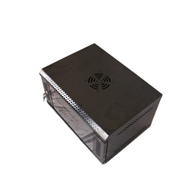 China Stock Status Wall Mounted Network Cabinet with Glass Door and Cold Rail in Black for sale