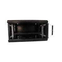 China Stock Status Wall Mounted Network Cabinet with Glass Door and Cold Rail in Black for sale