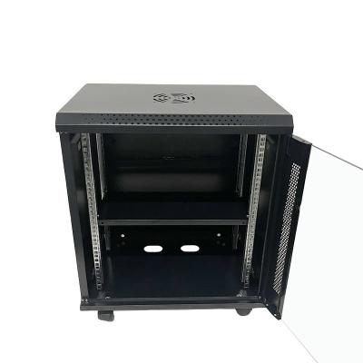 China 12U Indoor Wall Mount Double Section Network Cabinet 19 Inch Stock Black RAL9004 600x550mm for sale