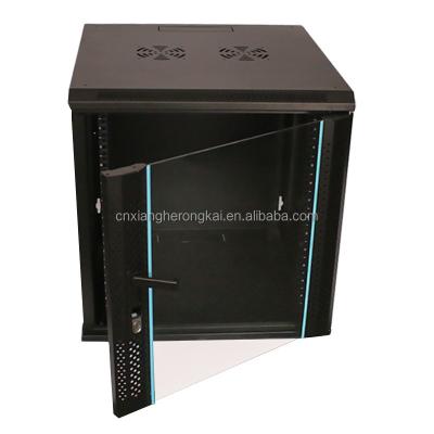 China Two Locking Keys 19 Inch Black Network Rack Cabinet with Glass Door Metal Enclosure for sale