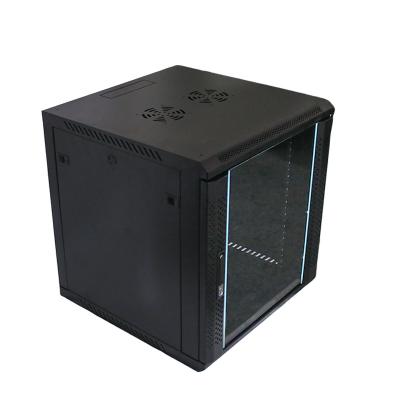 China Custom 19 Inch Black Network Rack Cabinet with Glass Door Metal Enclosure OEM Server for sale