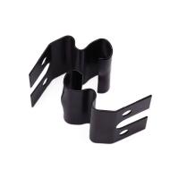 China Black Stamped Steel L-Shaped Bracket with U-Slot Mounting Holes 1.5-3.0mm Thickness for Mechanical Assembly for sale