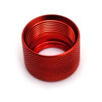 China CNC Machined Aluminum Knurled Ring with Internal Thread - Red Anodized Precision Grip Component ±0.01mm Tolerance for sale
