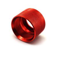 China CNC Machined Aluminum Knurled Ring with Internal Thread - Red Anodized Precision Grip Component ±0.01mm Tolerance for sale