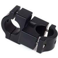 China Black Anodized CNC Aluminum Cross Clamp Connector for 90° Rod-to-Rod Mounting with ±0.01mm Tolerance for sale