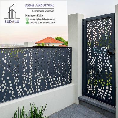 China SUDALU Laser Cut Powder Coated Aluminum Exterior Villa Fence and Gate Panel for sale