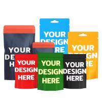 China Custom Design UV 3.5g/7g/1oz/1lb Exit Edibles Clear Window Mylar Bags for sale