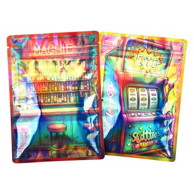 China Flash Deal Best Selling Holographic Zipper Bag Smell Proof Plastic Packaging Resealable 3.5 G Custom Mylar Bags for sale