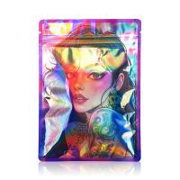 China Factory Wholesale Custom Printing Holographic Candy Bags Odor-proof Waterproof Plastic Packaging Customizable Zipper Mylar Bags for sale