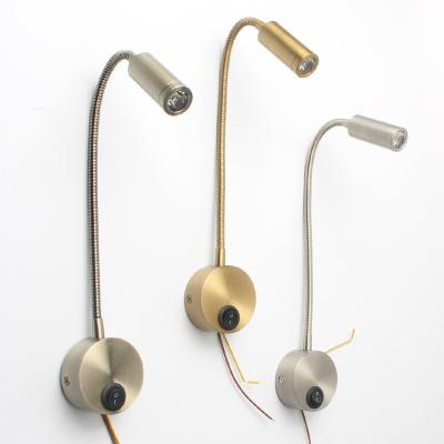 China Switch Control 360 Degree Rotated LED Flexible Gooseneck Wall Reading Light for Bedroom No DIY for sale