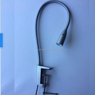 China 4V DC Voltage Flexible Gooseneck LED Desk Lamp with Clamp Silver Finish for sale