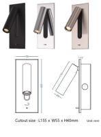 China Hotel Bedside Reading Light with 5V 2A USB Modern Design Plastic Shade Recessed Mount for sale
