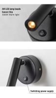 China 30000 Hours Working Time Aluminum Rotatable Bedside LED Reading Wall Light for Hotel for sale