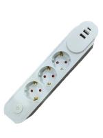 China European Standard Socket with Multiple Portable Socket Outlet USB Type A/C Shutters Switch 0.8M Cable Length H05VV-F 3G1.5mm2 Wiring for sale