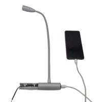 China 82 Lm Silver LED Bedside Lamp with Flexible Neck Eye Care Function and USB Charging Port for sale