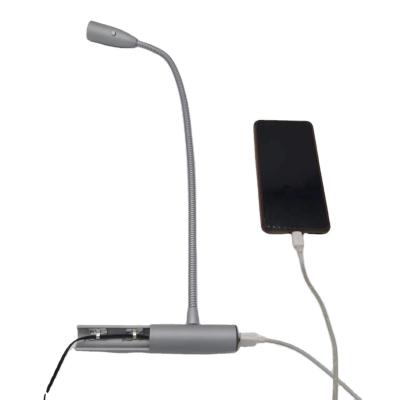 China 82 Lm Silver LED Bedside Lamp with Flexible Neck Eye Care Function and USB Charging Port for sale