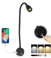 China IN-CAR 1W 3W Touch Dimmable Bedside Light with 1PC USB Charging Port 12V/24V Bed Head Lamps for sale