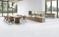 China Milk White Porcelain Tile with P3 Rated Anti-Slip and Elegant Stream Veined Matte Surface for Cozy Living Rooms for sale