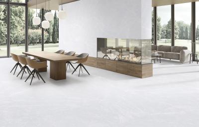 China Milk White Porcelain Tile with P3 Rated Anti-Slip and Elegant Stream Veined Matte Surface for Cozy Living Rooms for sale