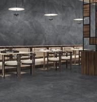 China Midnight Black ST Series Sandstone Porcelain Tile with P3 Rated Anti-Slip Micro-Textured Matte Surface and 0.05% Water Absorption for sale