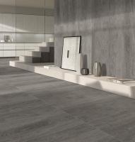 China Matte Black Carved Wood Texture Tile 600x1200mm with P3 Safety Grip for Premium Spaces for sale