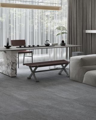 China High-Density Dark Grey Cement Look Wall & Floor Tile (600x600/600x1200mm) for sale